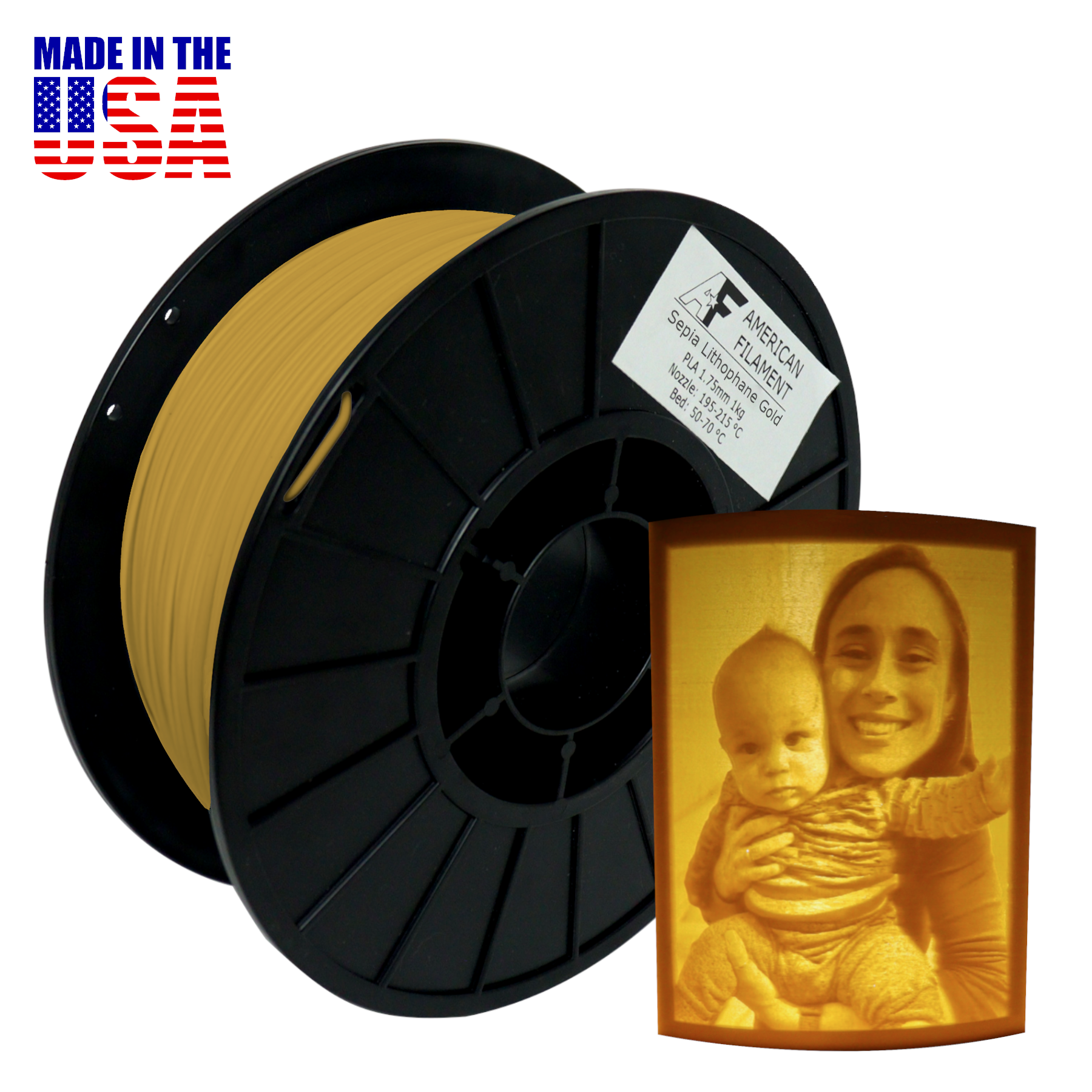 Sepia Lithophane AF 1.75mm PLA Filament - created by Lithophane Maker ...